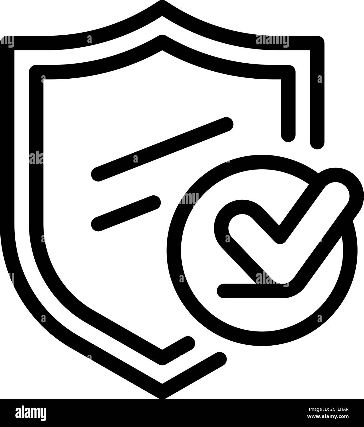 Shield done icon, outline style Stock Vector Image & Art - Alamy