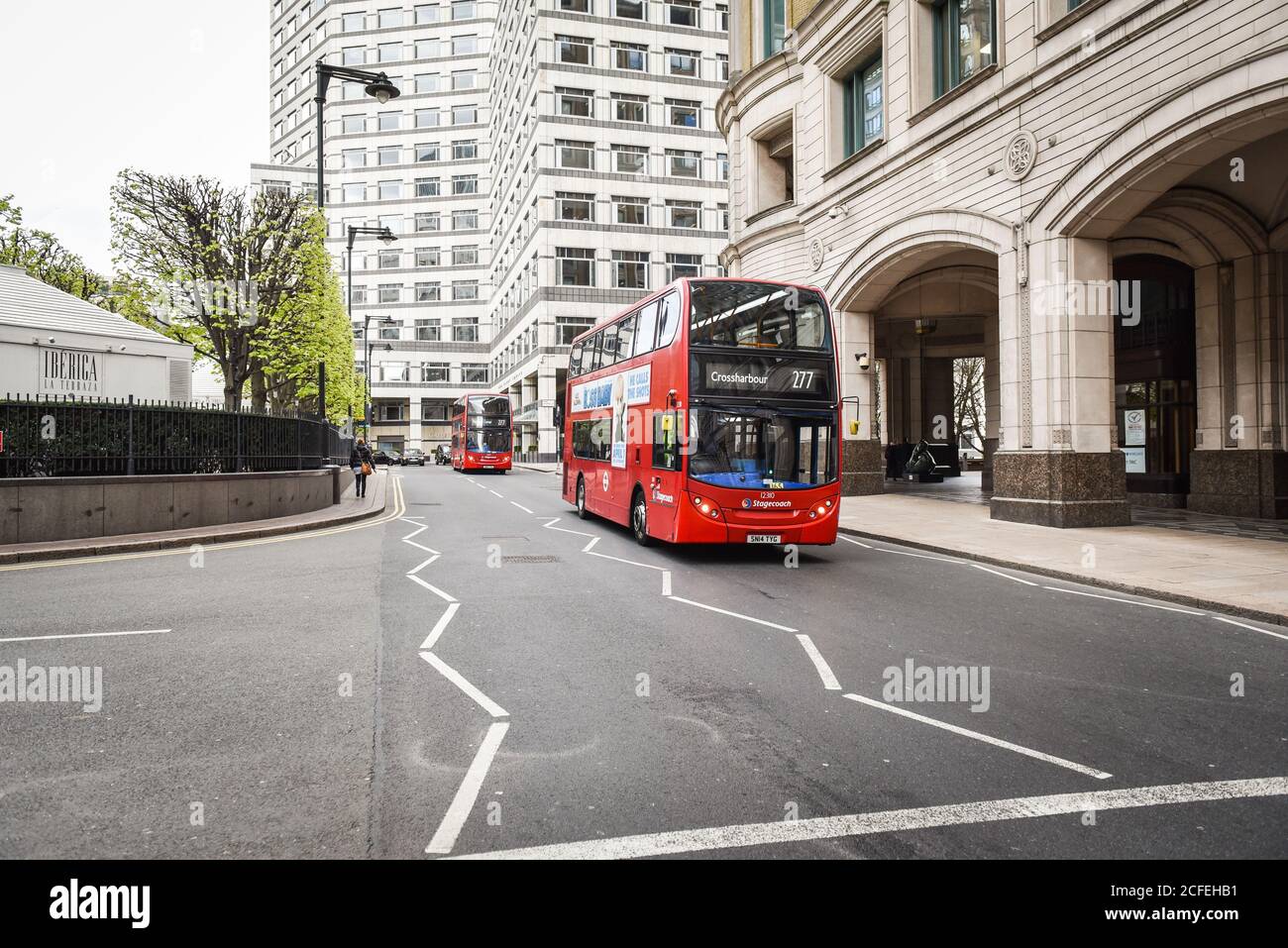 LONDON, UK - APRIL 07, 2017: Modern red double decker bus in London.An ...