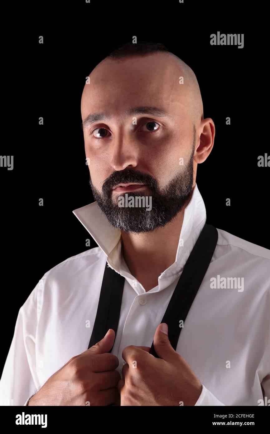 Handsome bald man beard suit hi-res stock photography and images - Alamy