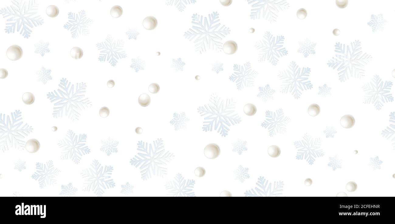 Beautiful seamless pattern with paper snowflake, snowball on white ...
