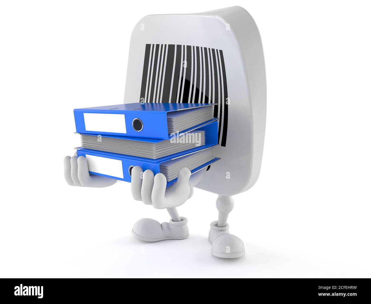 Barcode character carrying ring binders isolated on white background ...