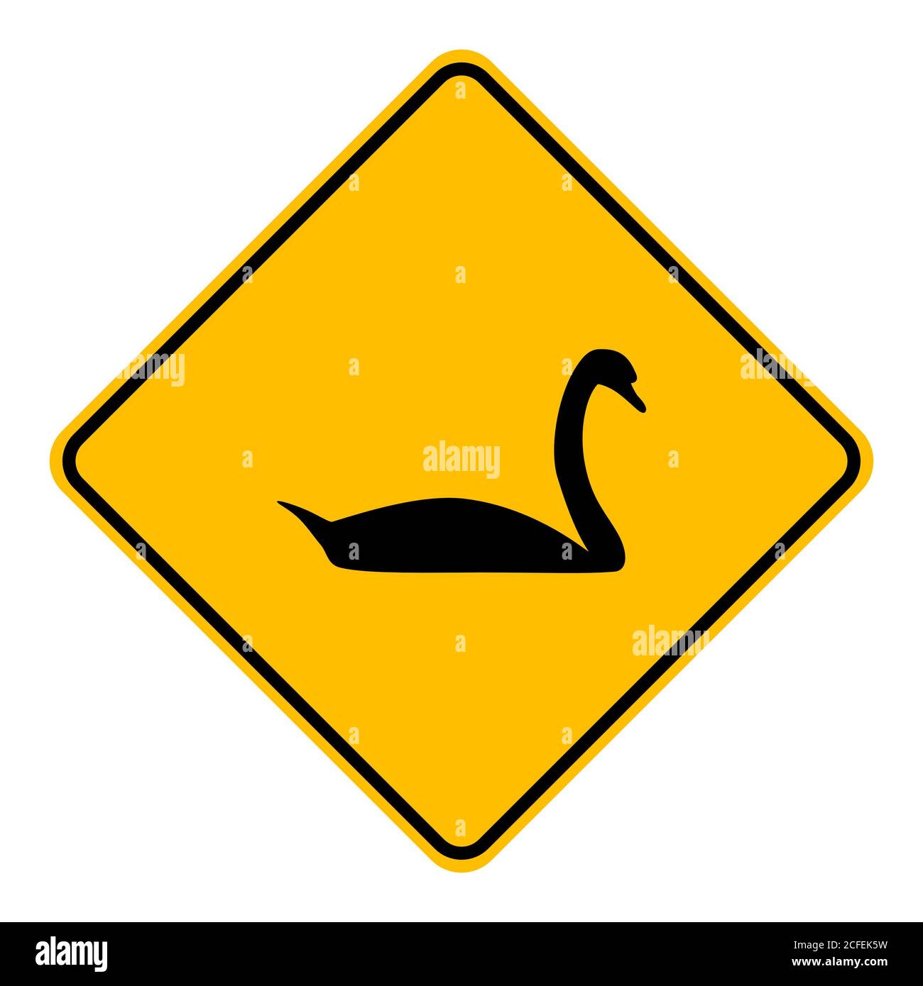 Swan and road sign Stock Photo - Alamy
