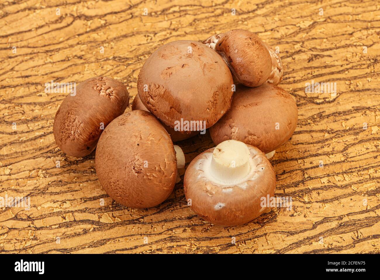 Tasty Raw Brown Champignons over background Stock Photo - Alamy