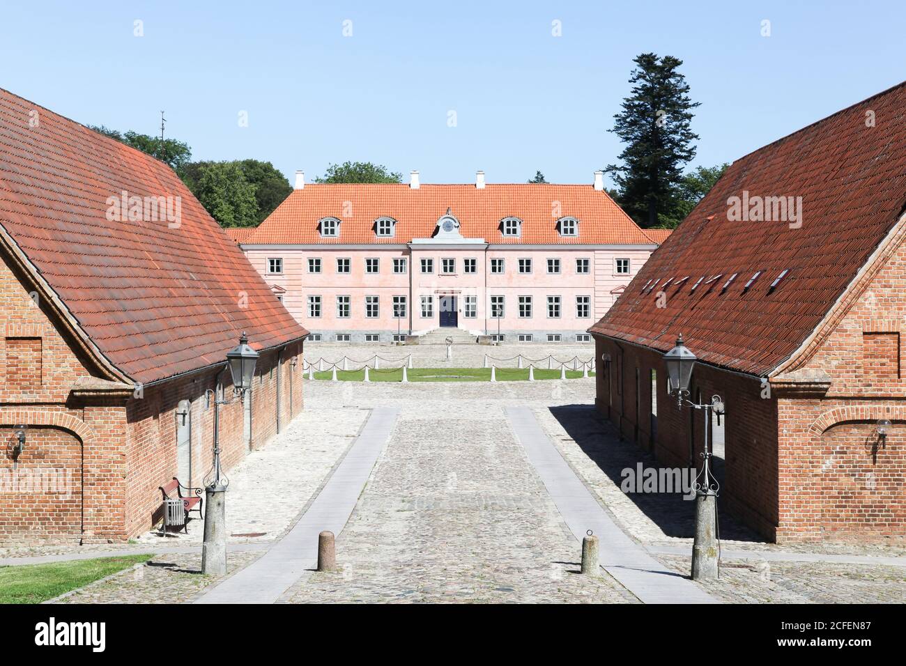 The old Moesgaard museum and former manor house in Hojbjerg, Denmark ...