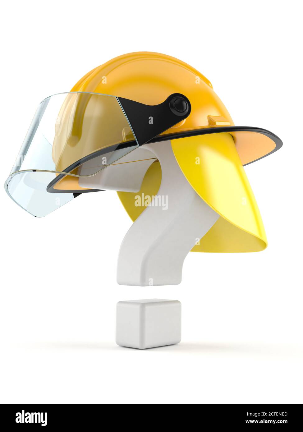 Fireman helmet with question mark isolated on white background Stock ...