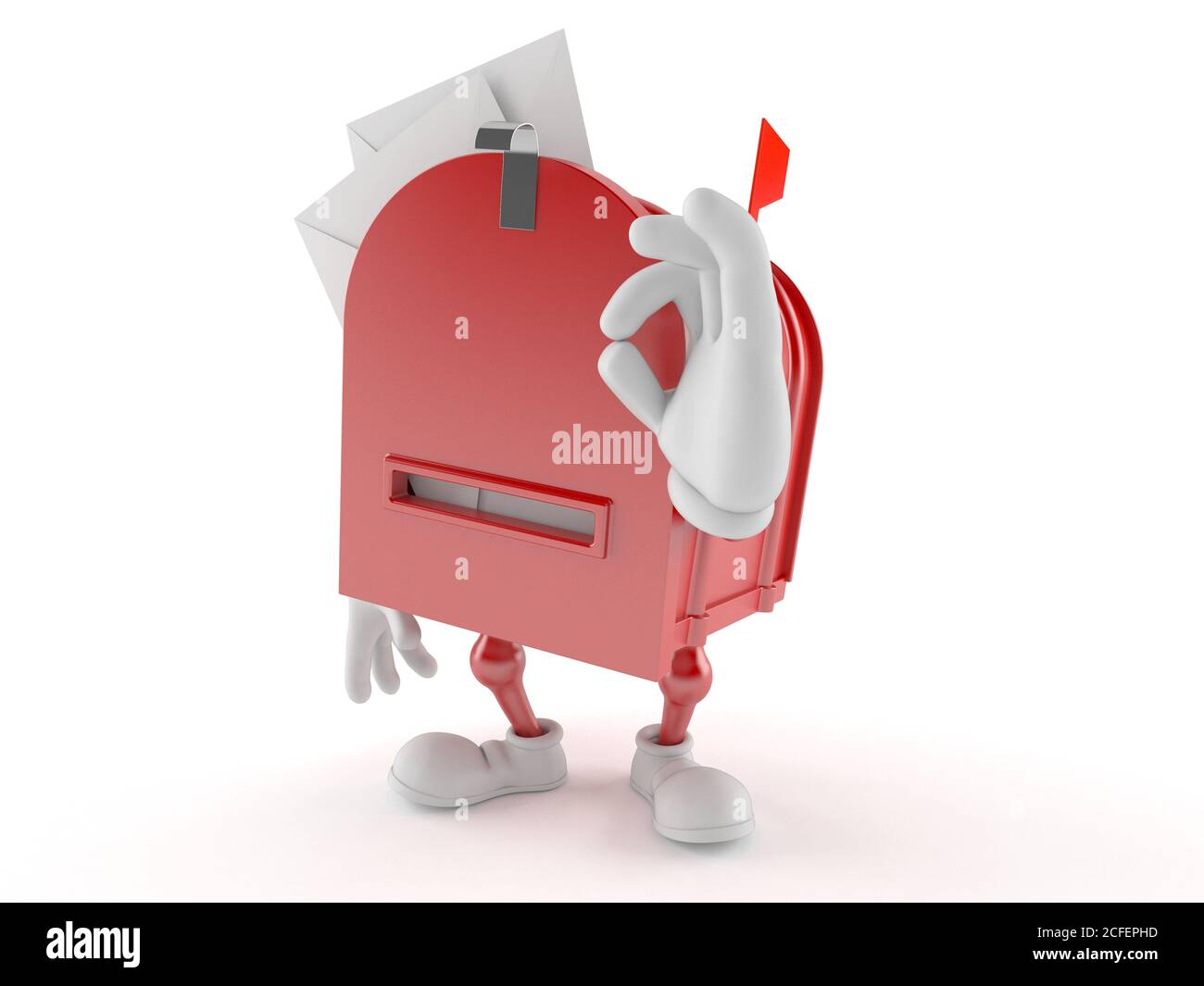 Mailbox character with ok gesture isolated on white background Stock ...