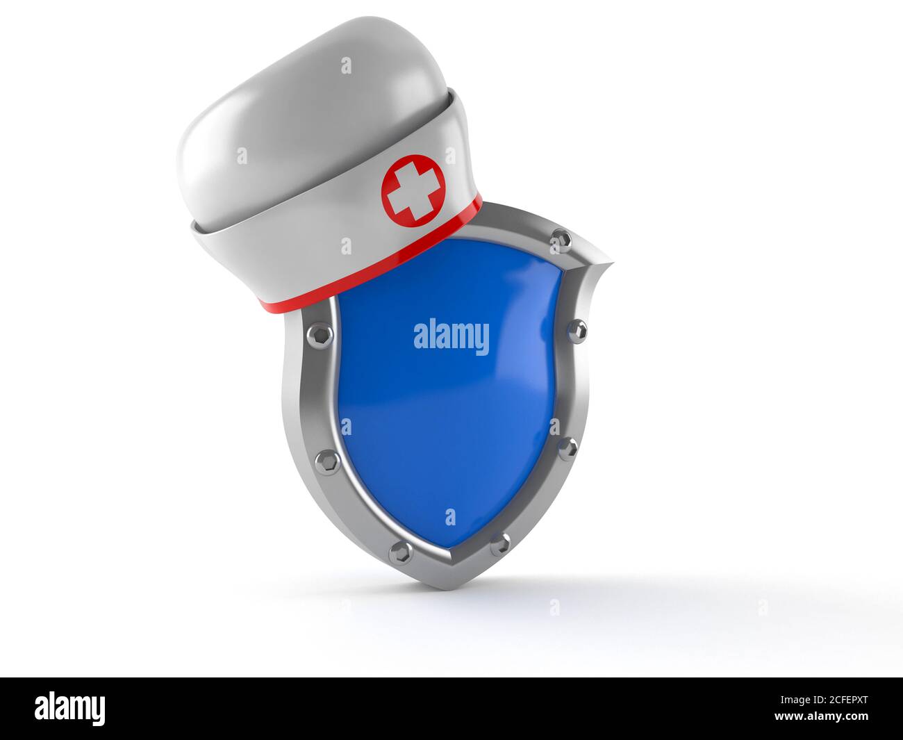 Shield with nurse hat isolated on white background Stock Photo - Alamy
