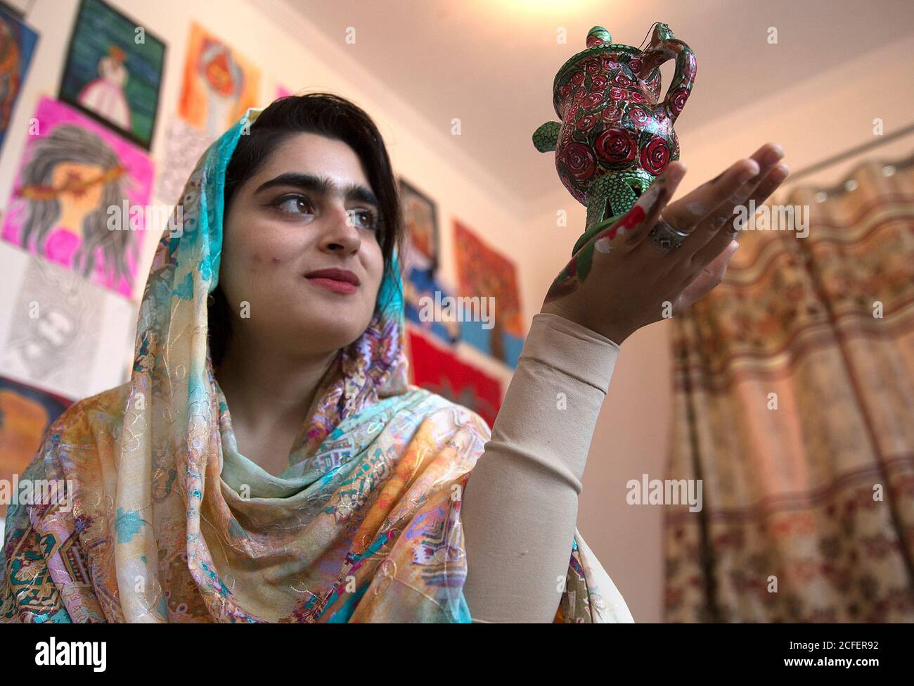 Srinagar, Kashmir. 5th Sep, 2020. The 25-year-old artist Shafiya Shafi ...
