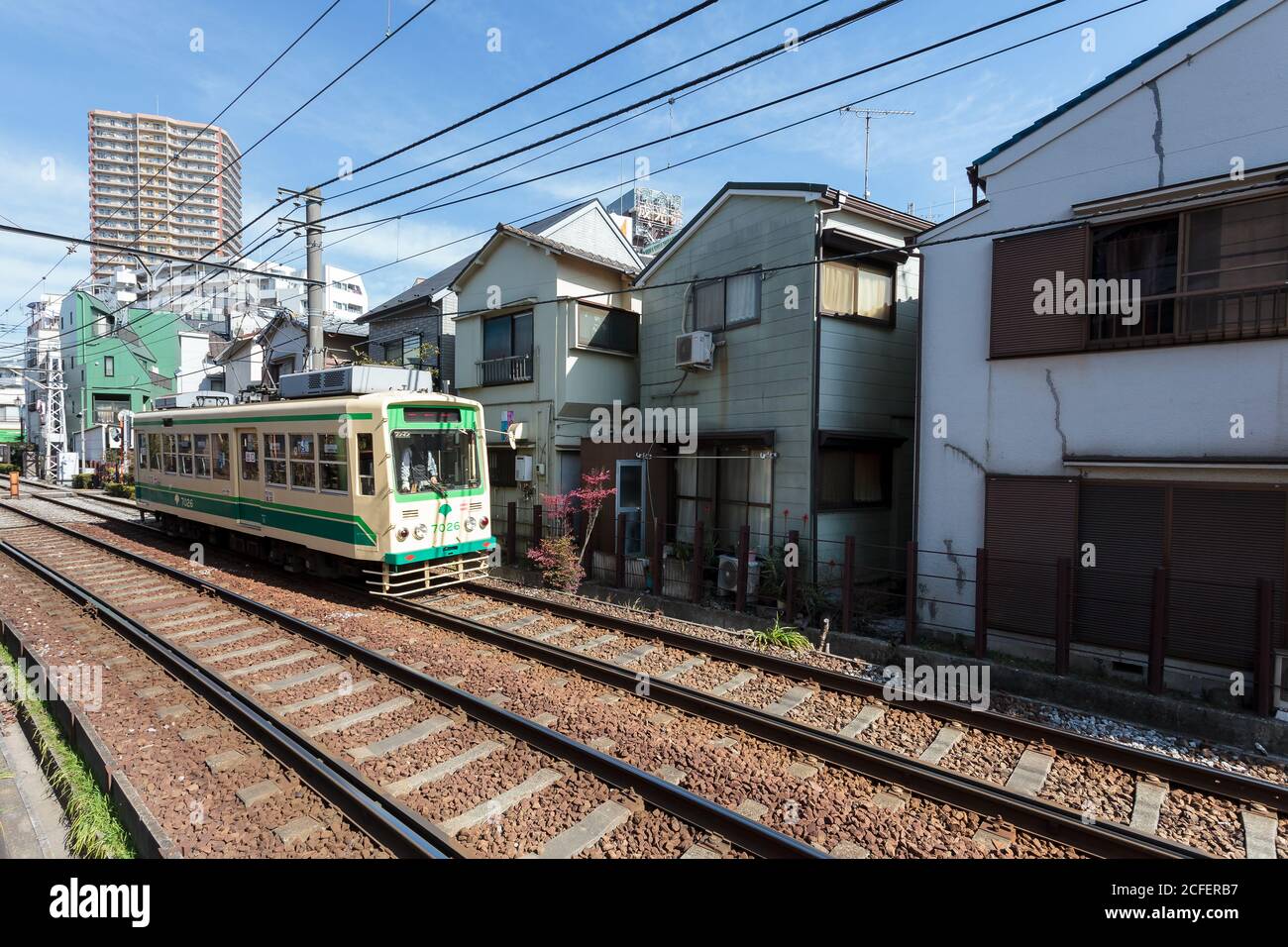 A tram or street car on the Toden Arakawa Line, known as the Tokyo ...