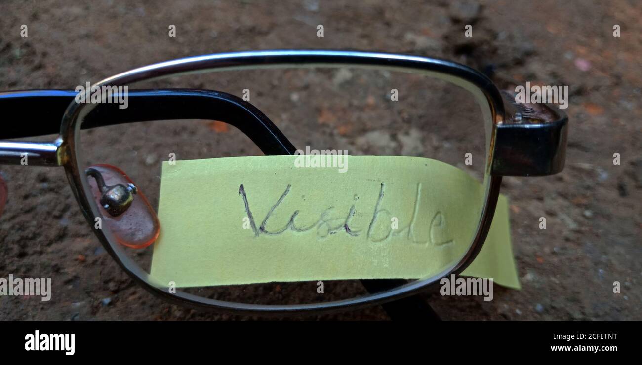 visible word presented from specs glass blur view in text form for ...