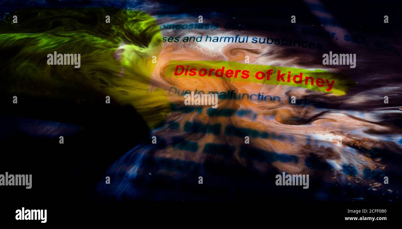 Disorders of Kidney word highlighted with closeup view on book word ...