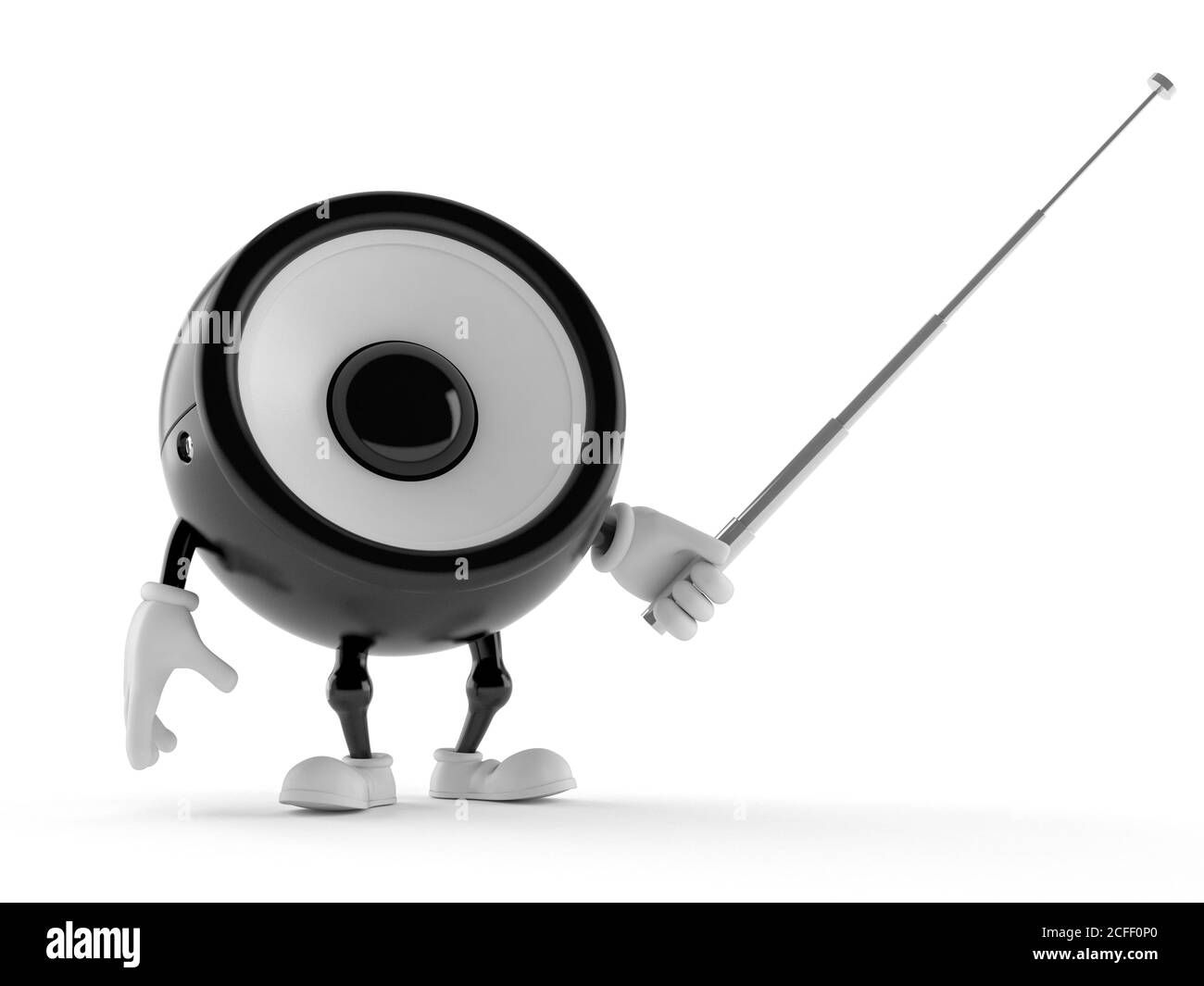 Speaker character holding pointer stick isolated on white background ...
