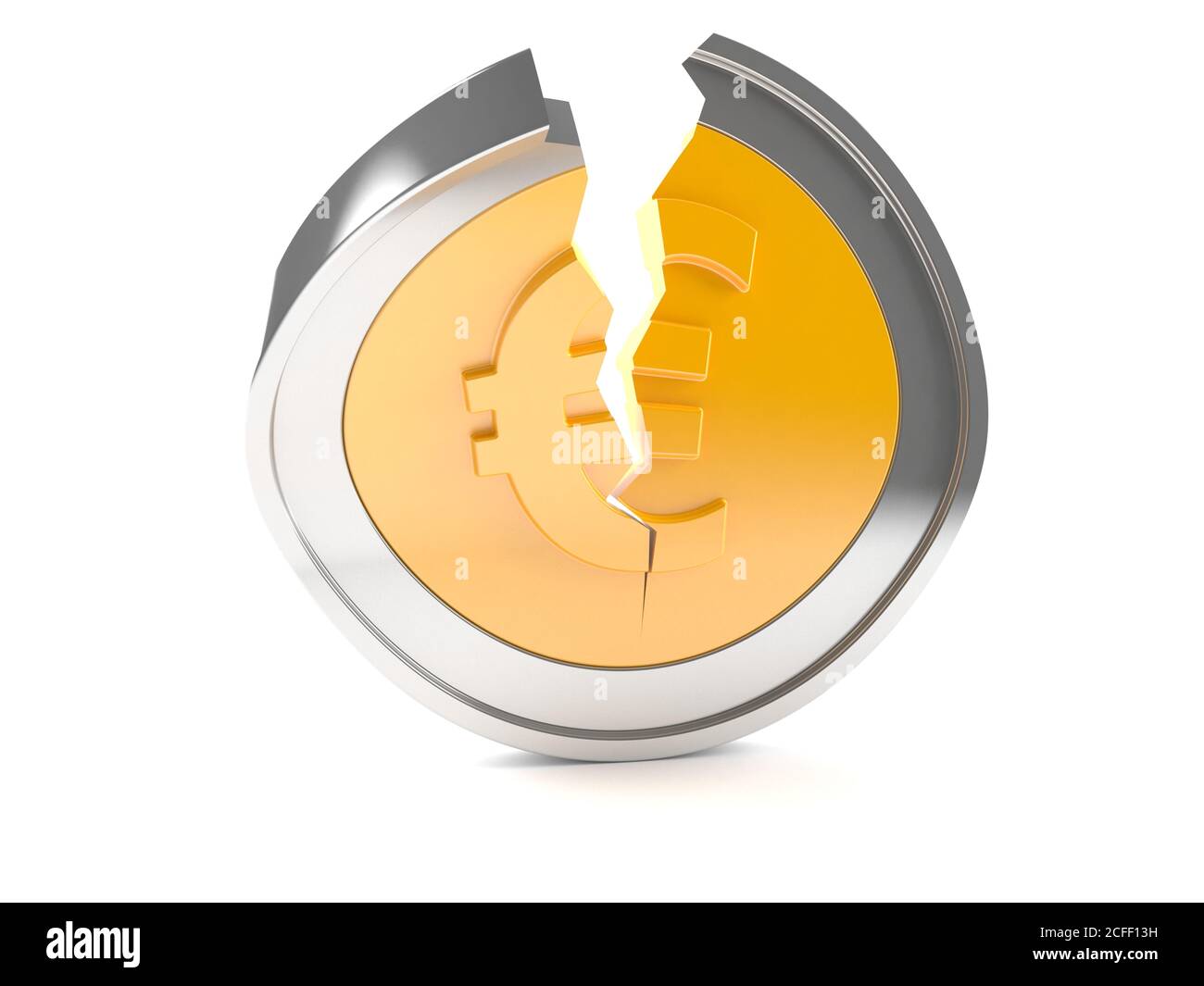 Euro coin broken isolated on white background Stock Photo - Alamy