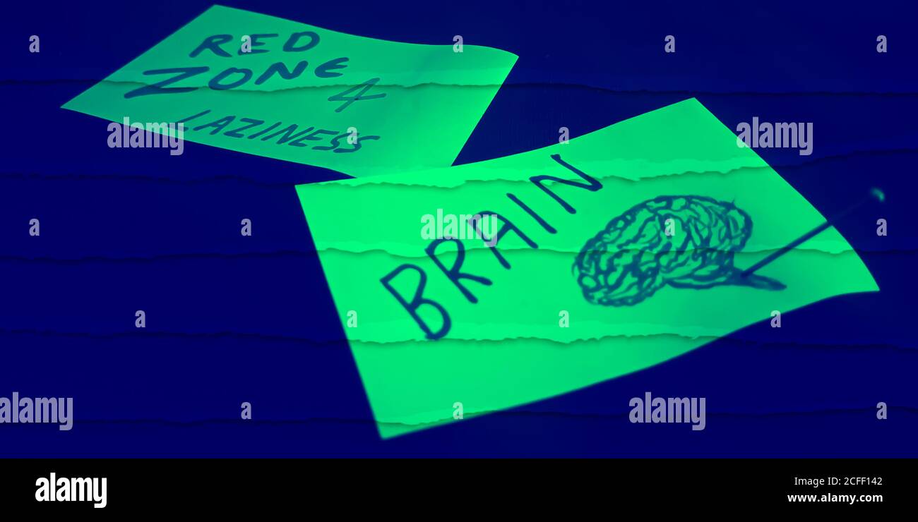 Red Zone for Laziness brain thought word presented on text form for ...