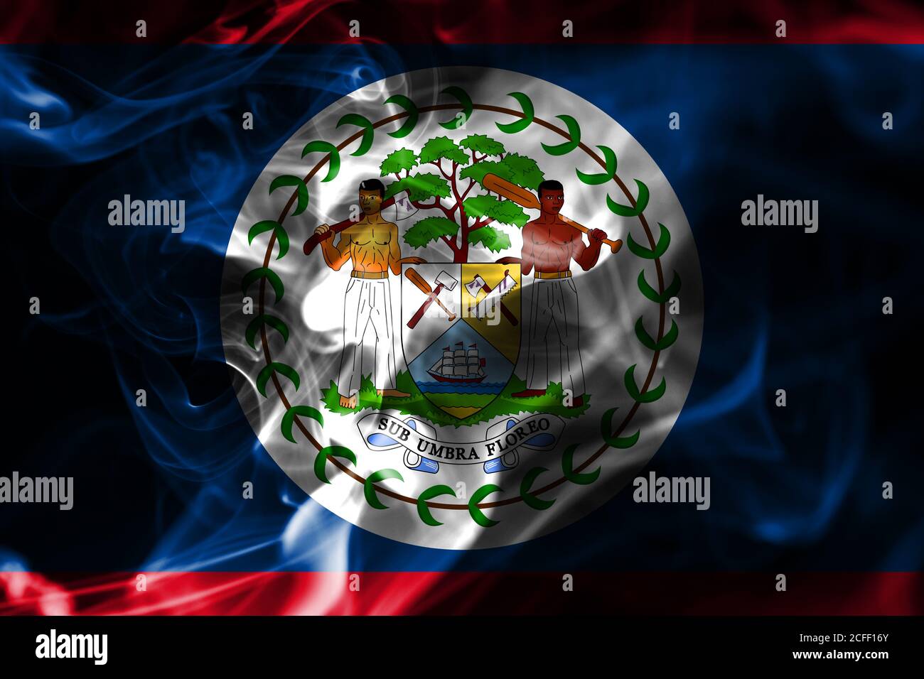Belize smoke flag Stock Photo - Alamy