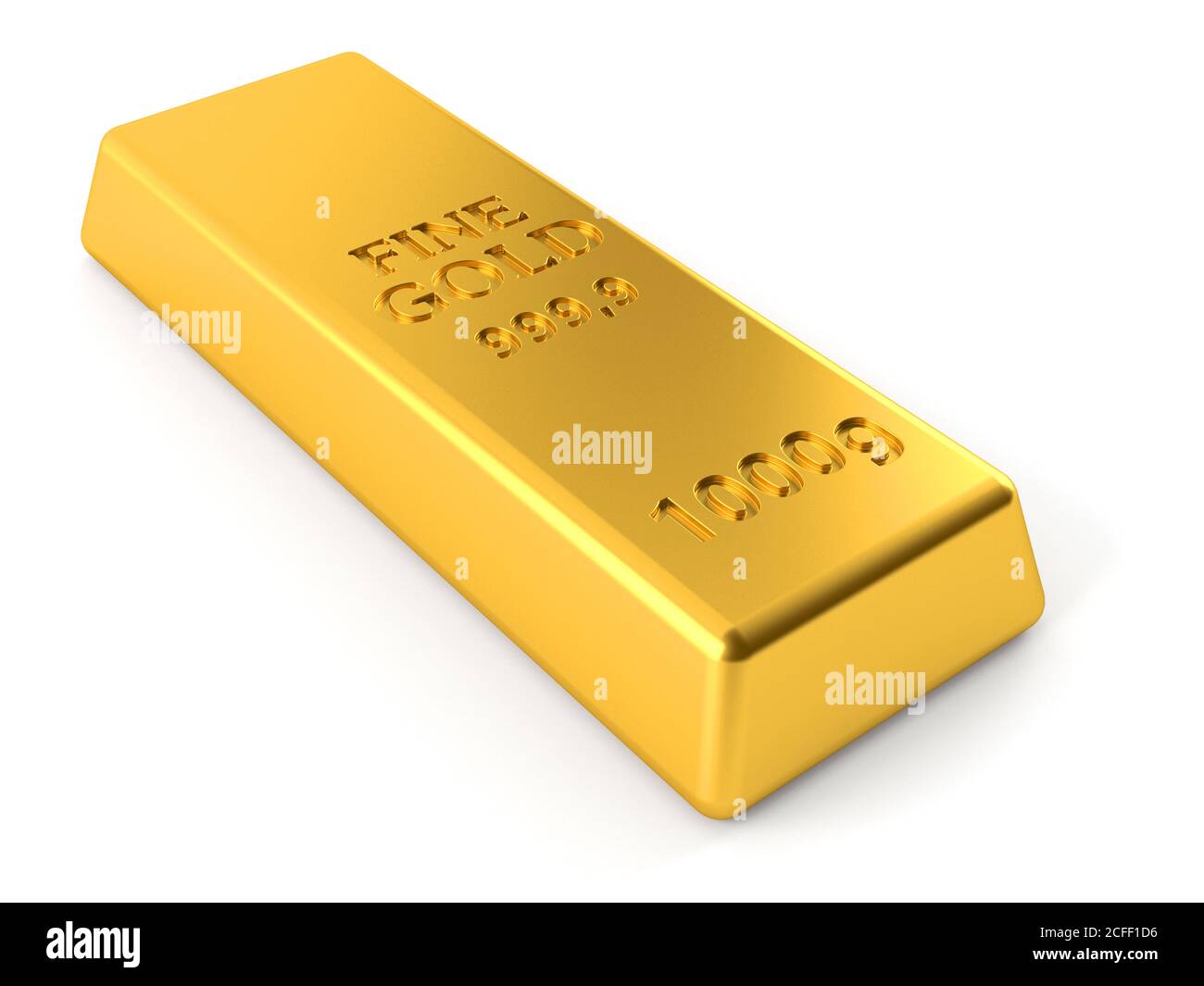 Gold ingot isolated on white background Stock Photo - Alamy