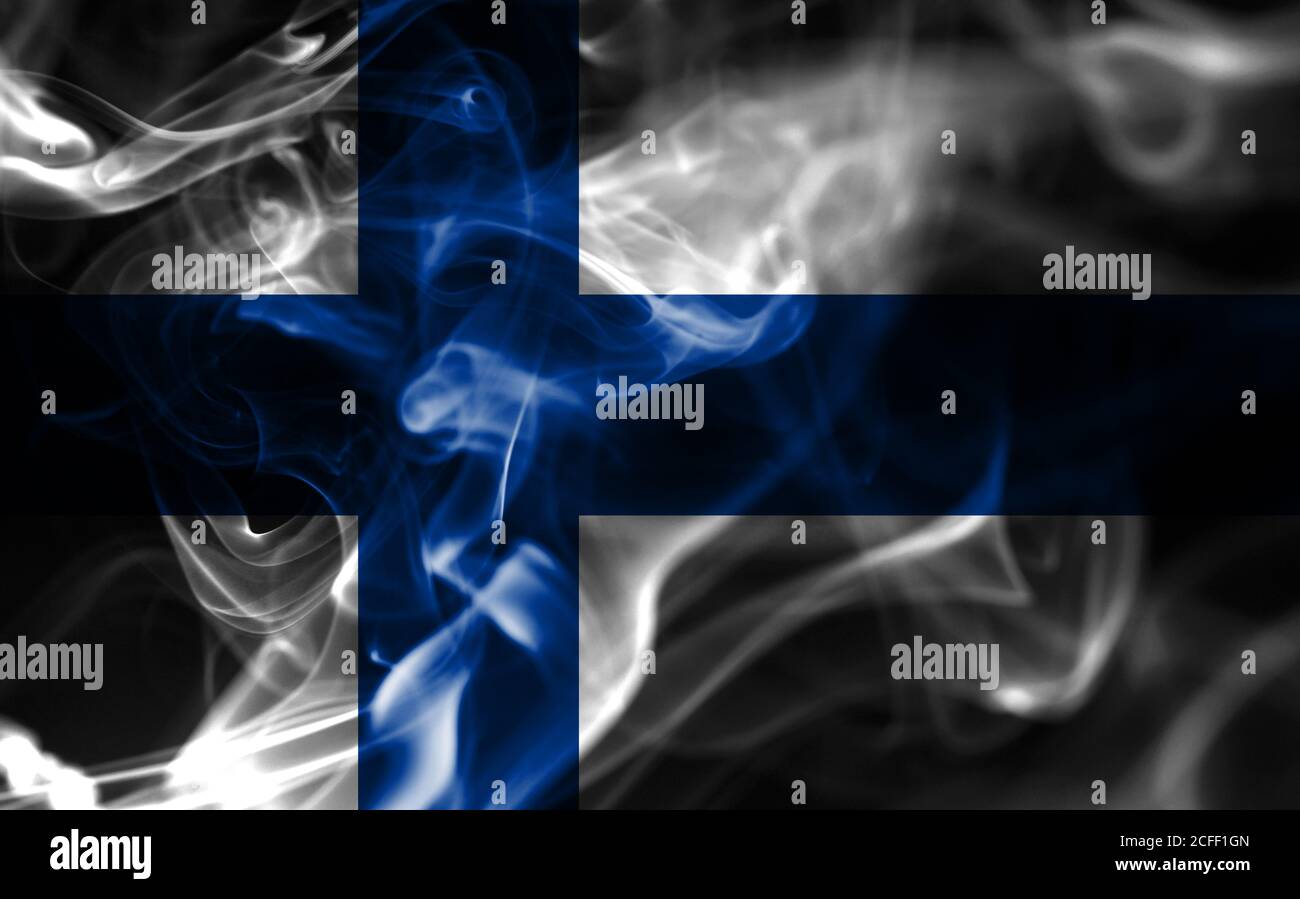 Finland smoke flag Stock Photo - Alamy