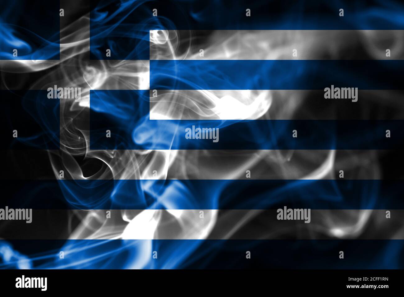 Greece smoke flag Stock Photo - Alamy
