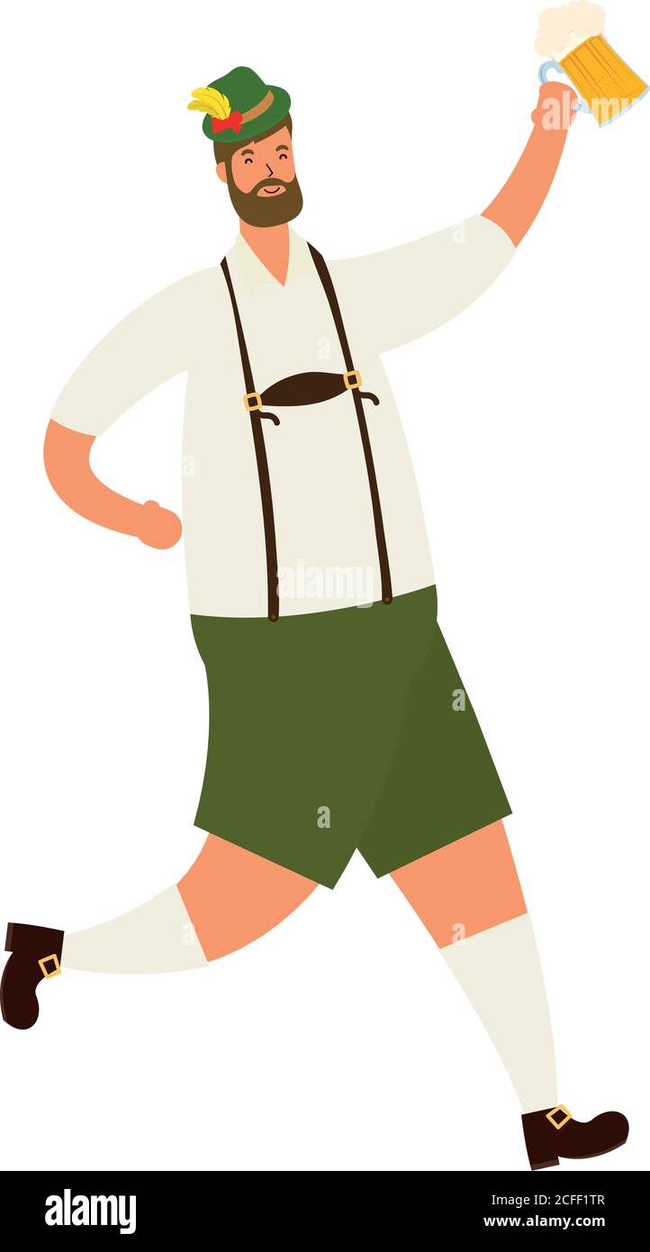 german man wearing tyrolean suit drinking beer vector illustration ...