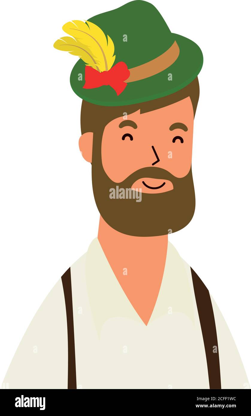 german man bearded wearing tyrolean suit character vector illustration ...