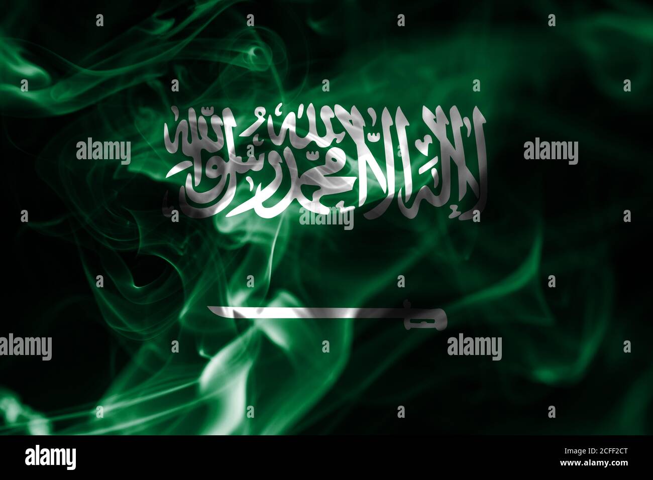 Saudi Arabia smoke flag Stock Photo - Alamy