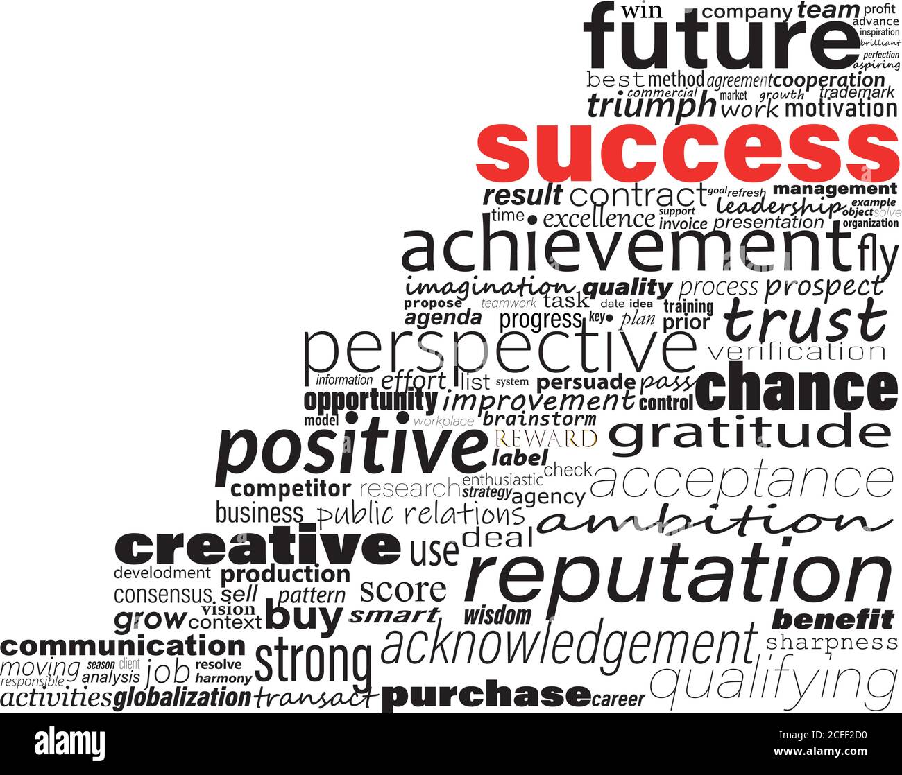 Success business concept made with words drawing a stairs. Easy color ...