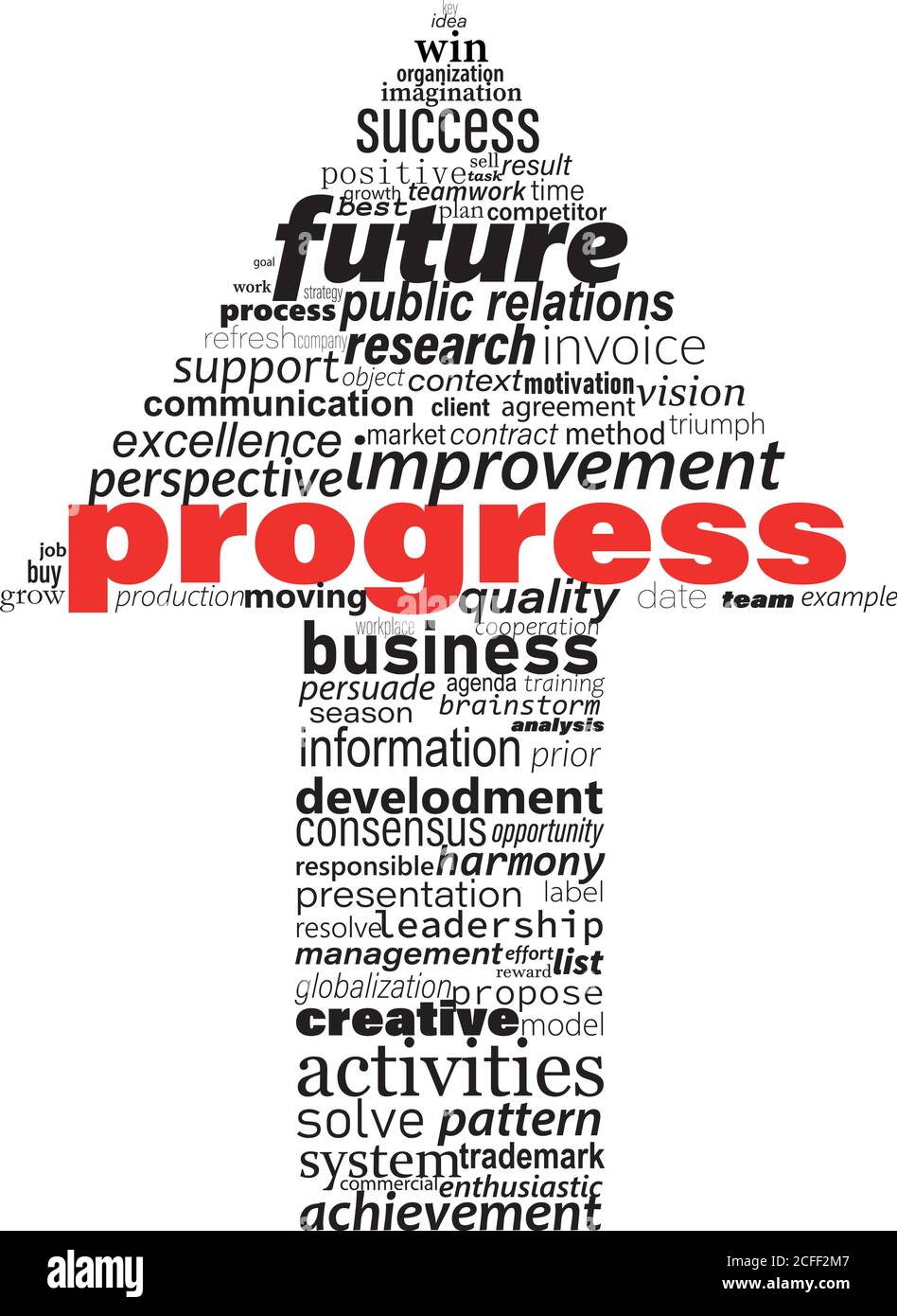 Progress business concept made with words drawing a arrow. Easy color ...