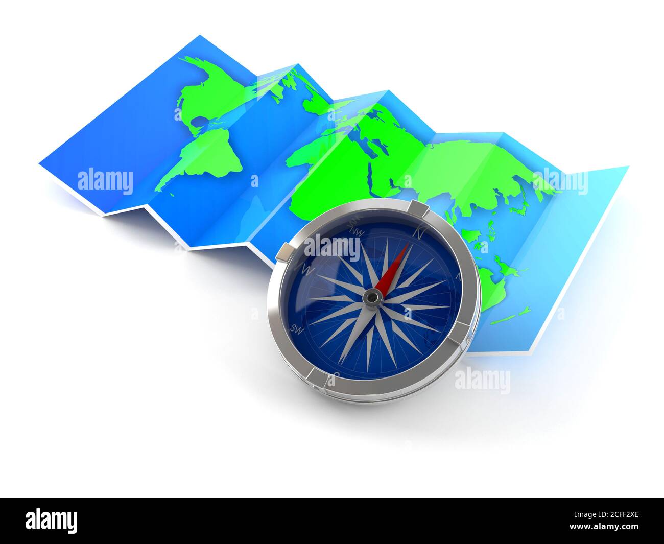 Map with compass isolated on white background Stock Photo - Alamy