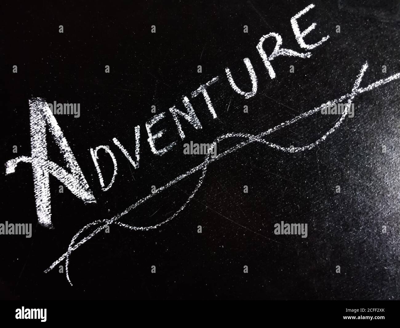 Adventure word displayed on chalkboard for learning and awareness ...