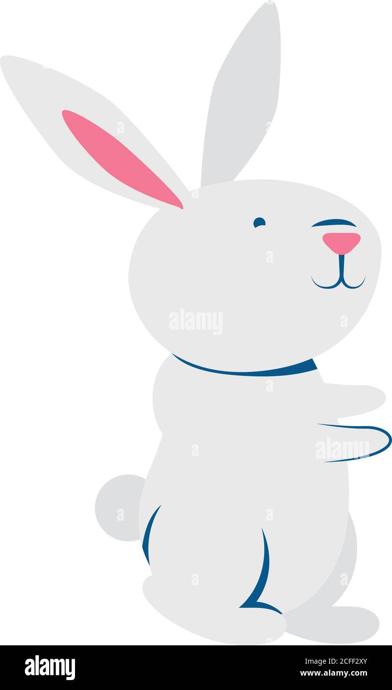 easter little rabbit standing pose character vector illustration design ...