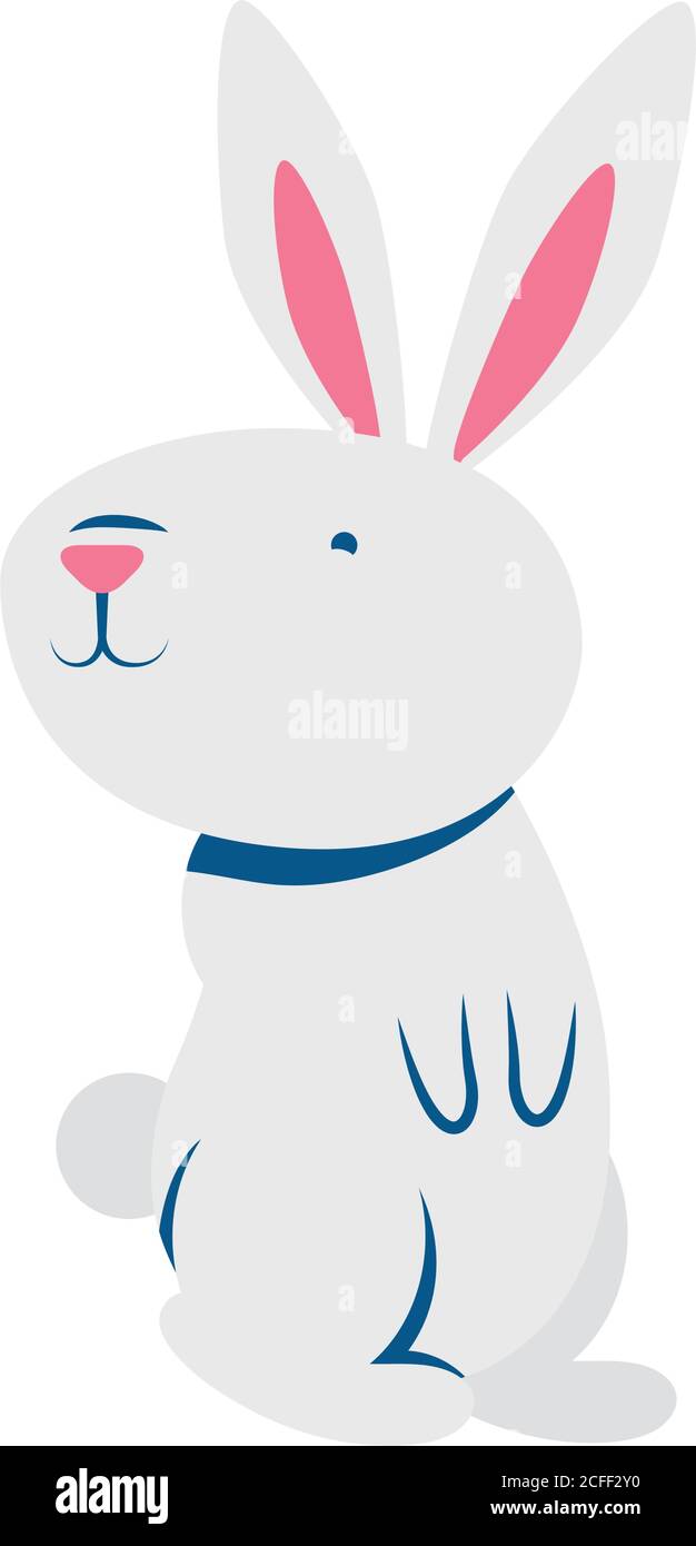 cute easter little rabbit standing pose vector illustration design ...