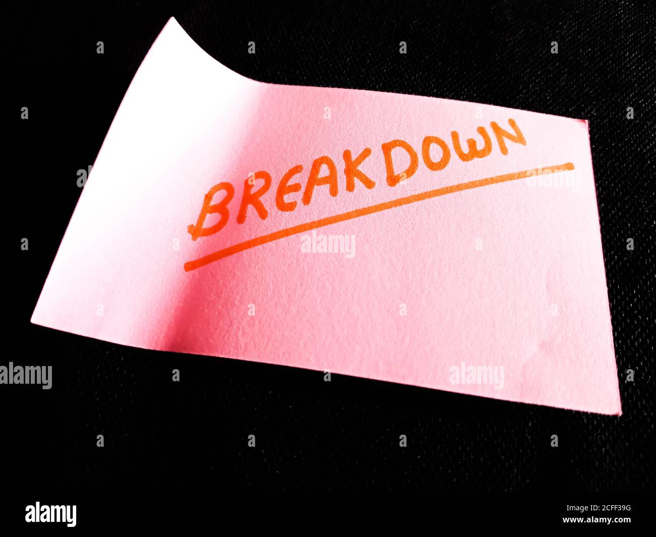 Breakdown word displayed on paper slip concept for educational ...