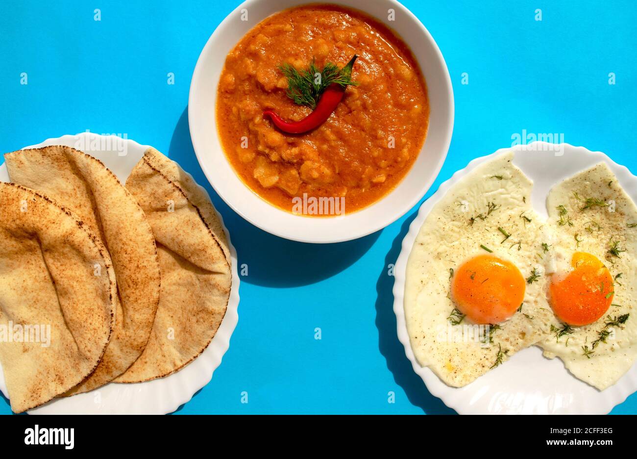 Famous traditional Arabic breakfast - peeled fava beans with chili ...