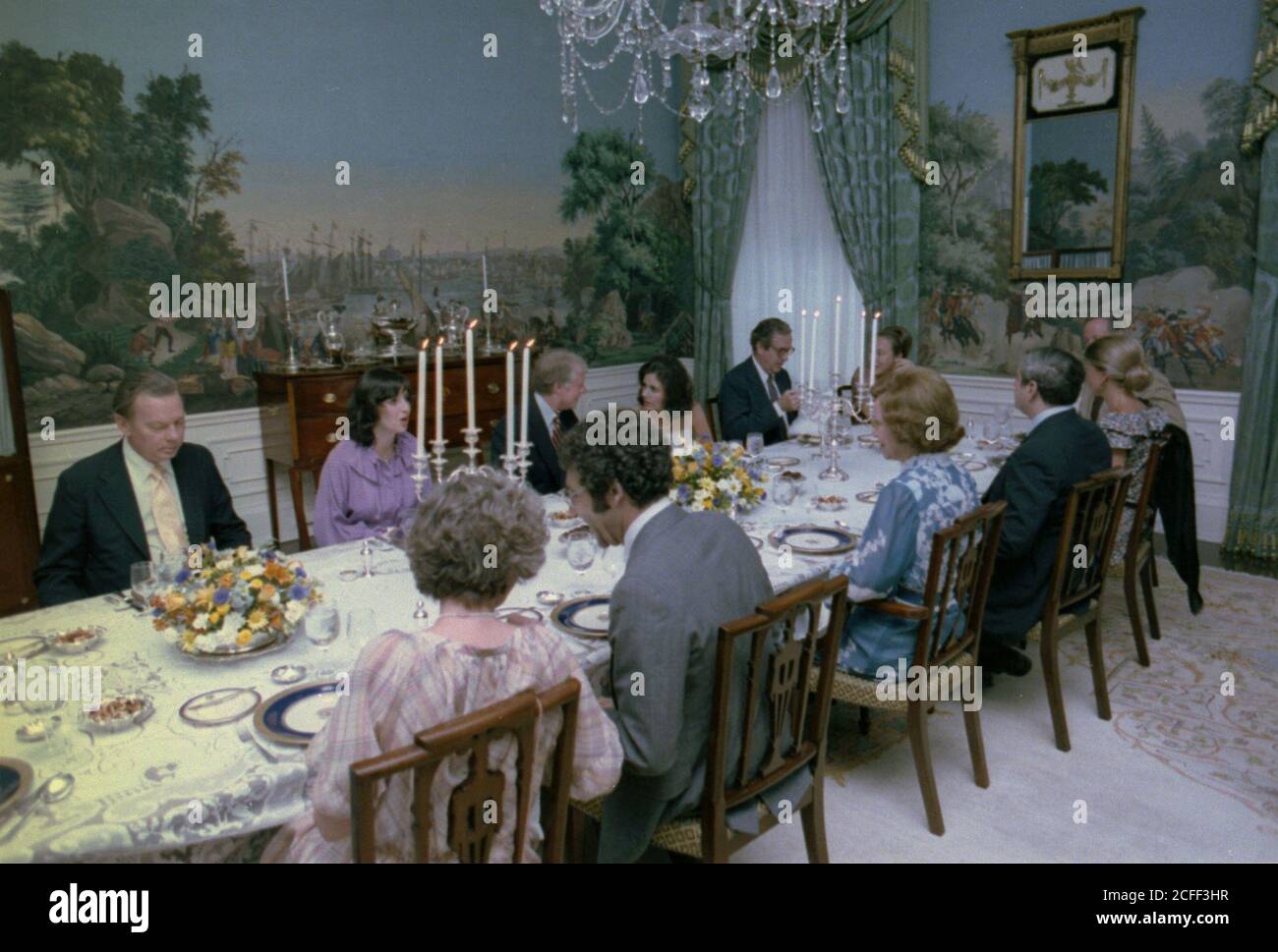 Jimmy Carter and Rosalynn Carter host a dinner for members of the White House press corp. ca. 26 ...