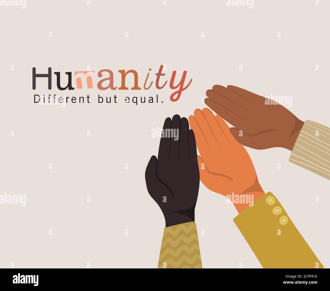 humanity different but equal and diversity hands skin vector design ...