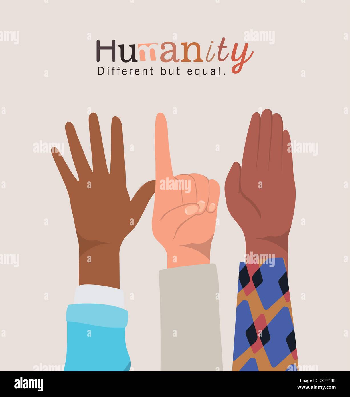 humanity different but equal and diversity hands skin vector design ...