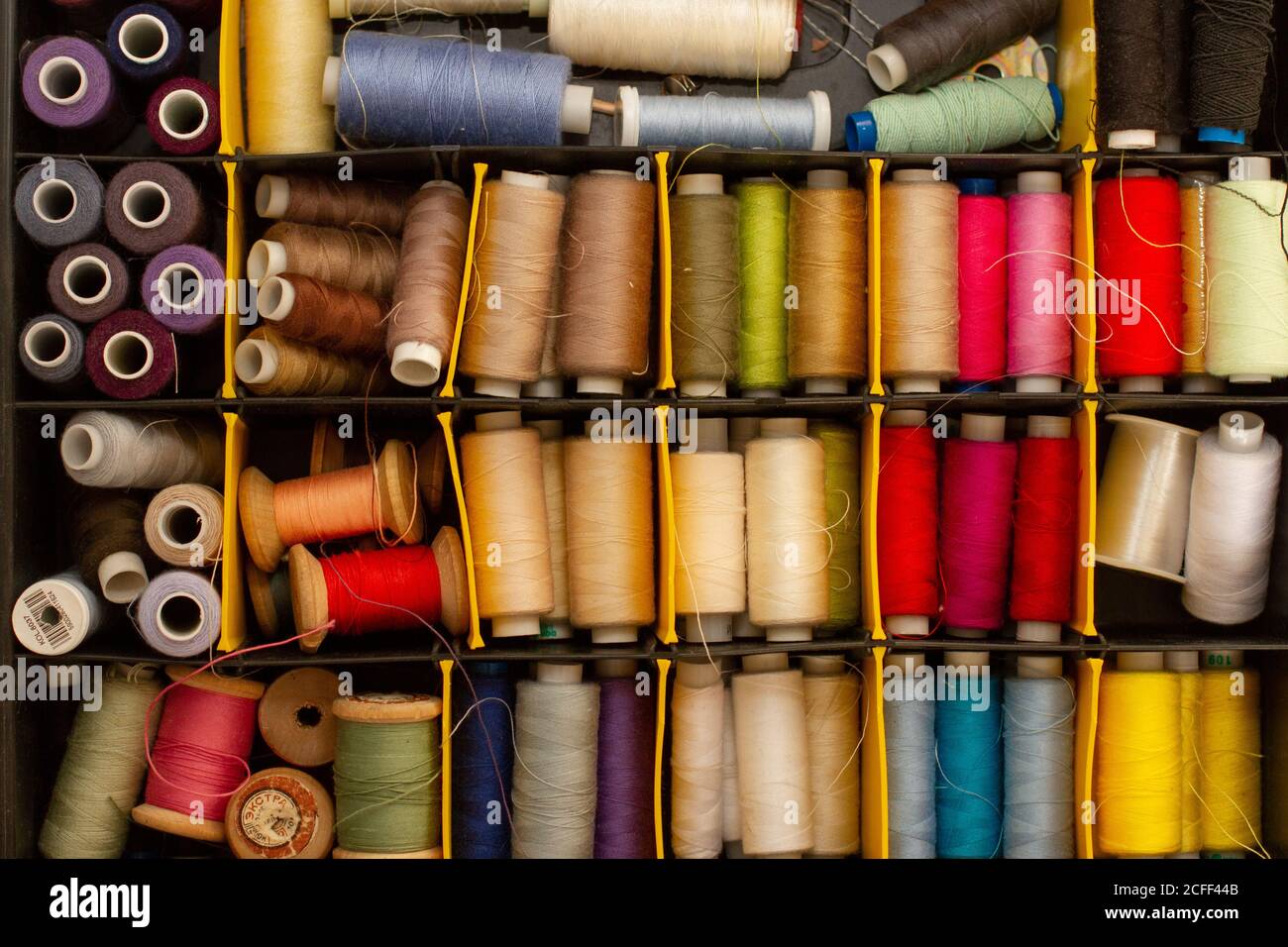 set of multi-colored threads for sewing and needlework Stock Photo - Alamy