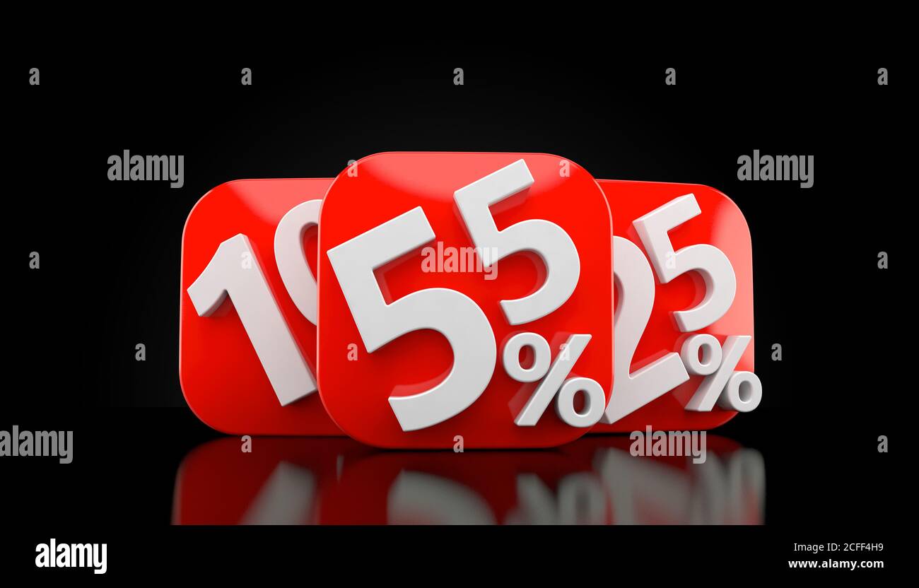 Numbers with percent symbols isolated on black background Stock Photo ...
