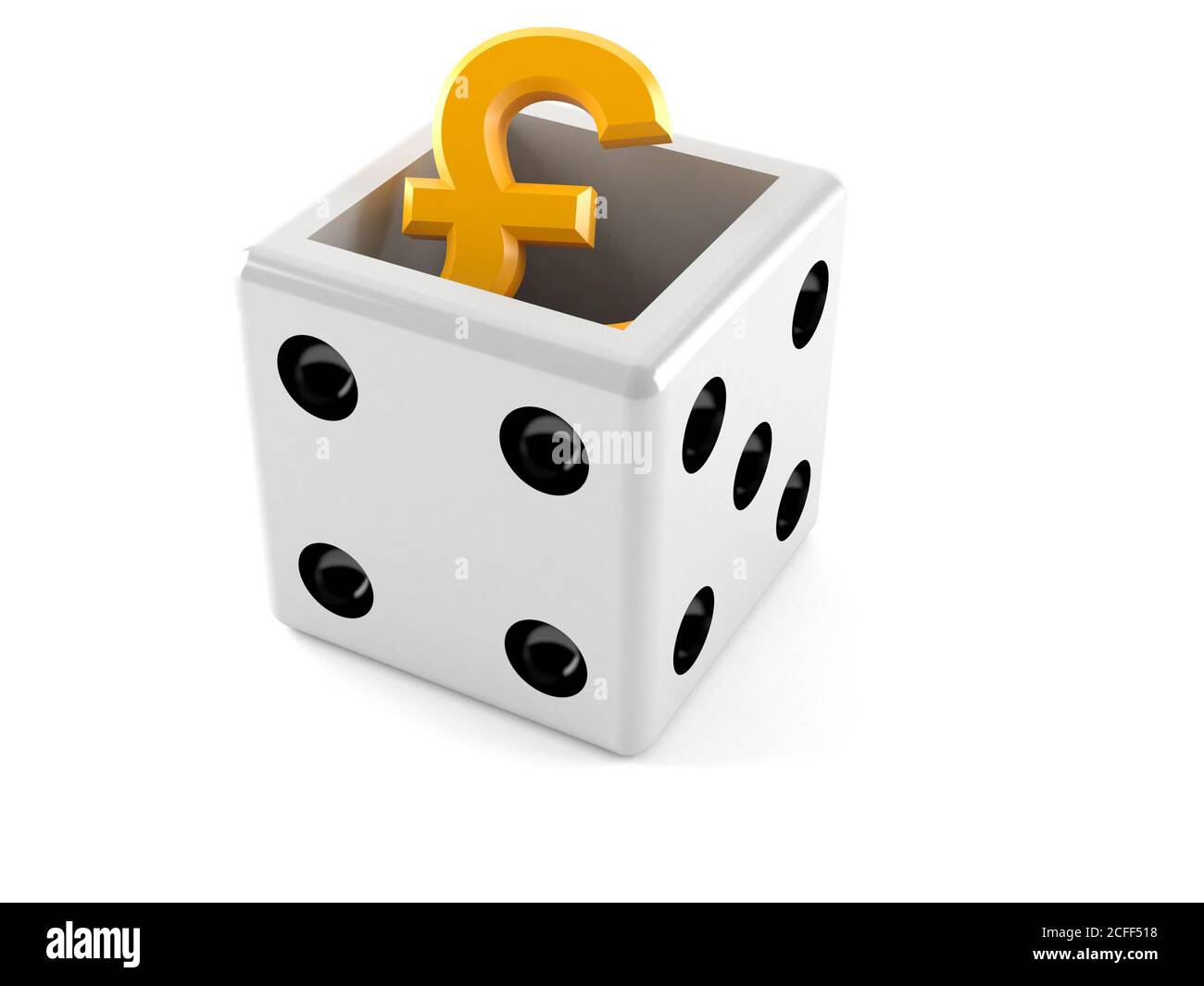 Pound symbol inside dice isolated on white background Stock Photo - Alamy