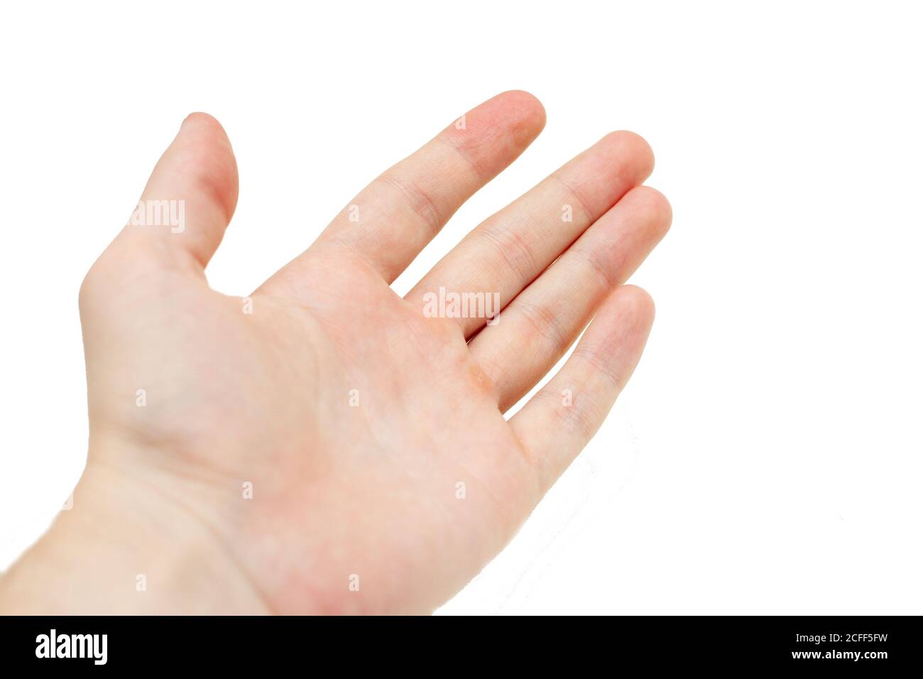 Left human palm isolated on white background Stock Photo - Alamy