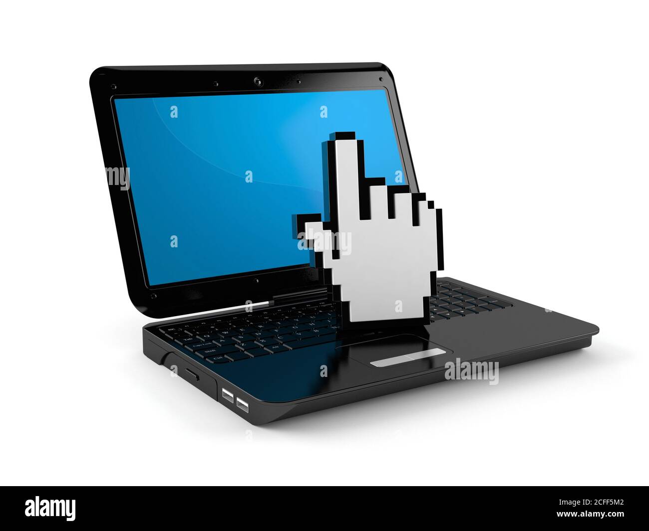 Laptop with internet cursor isolated on white background Stock Photo ...