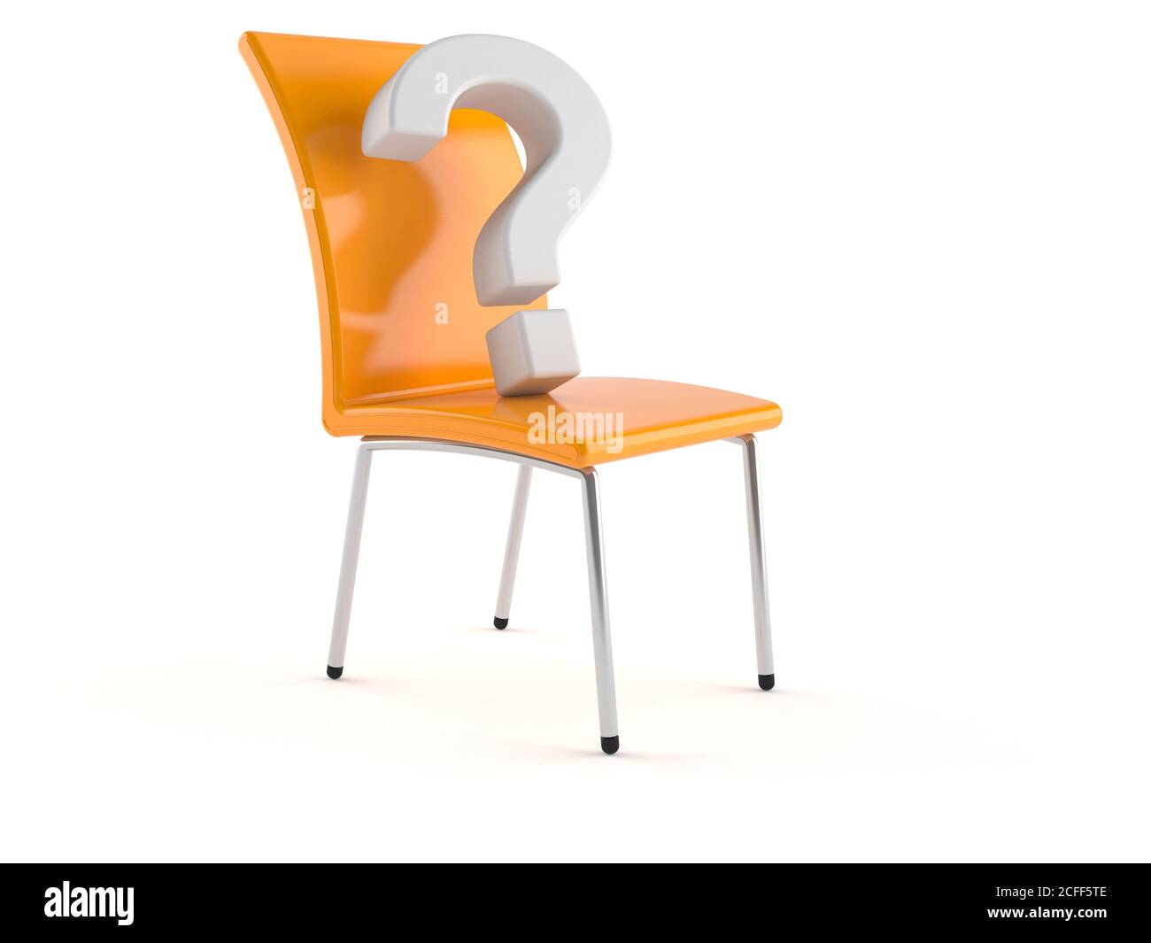 Chair with question mark isolated on white background Stock Photo - Alamy