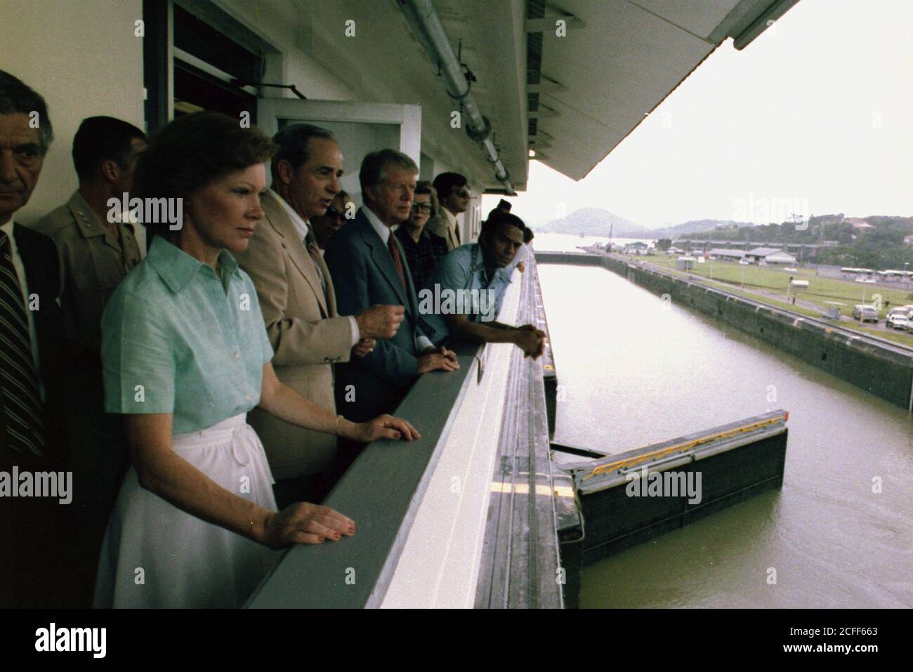 Jimmy Carter and Rosalynn Carter visit one of the locks along the ...