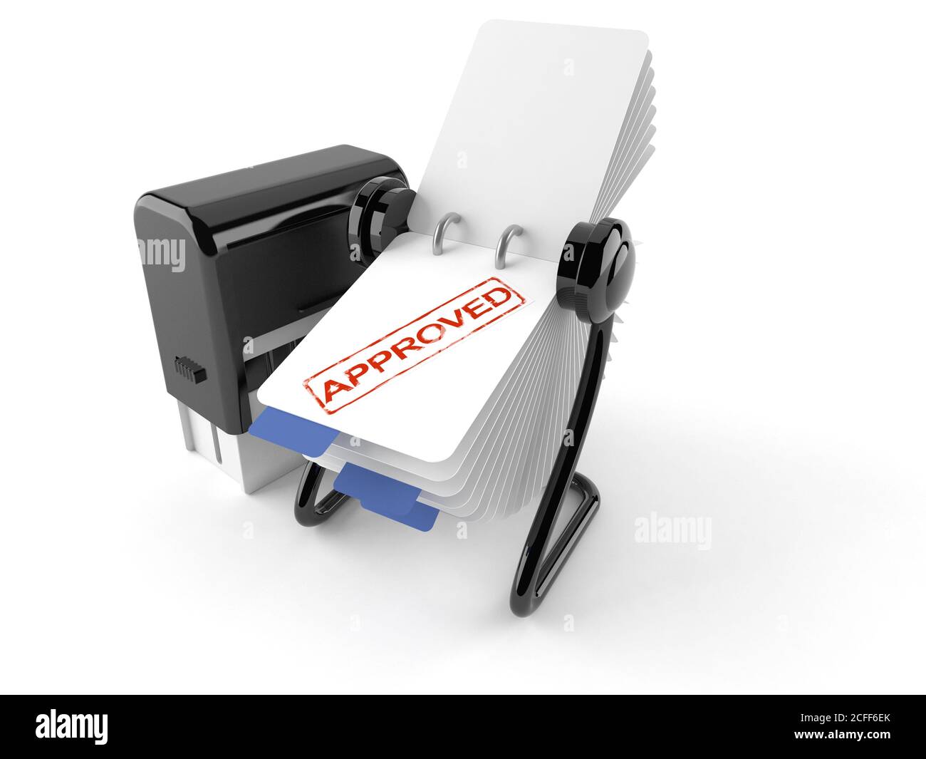 Rollerdex with stamp approved isolated on white background Stock Photo ...