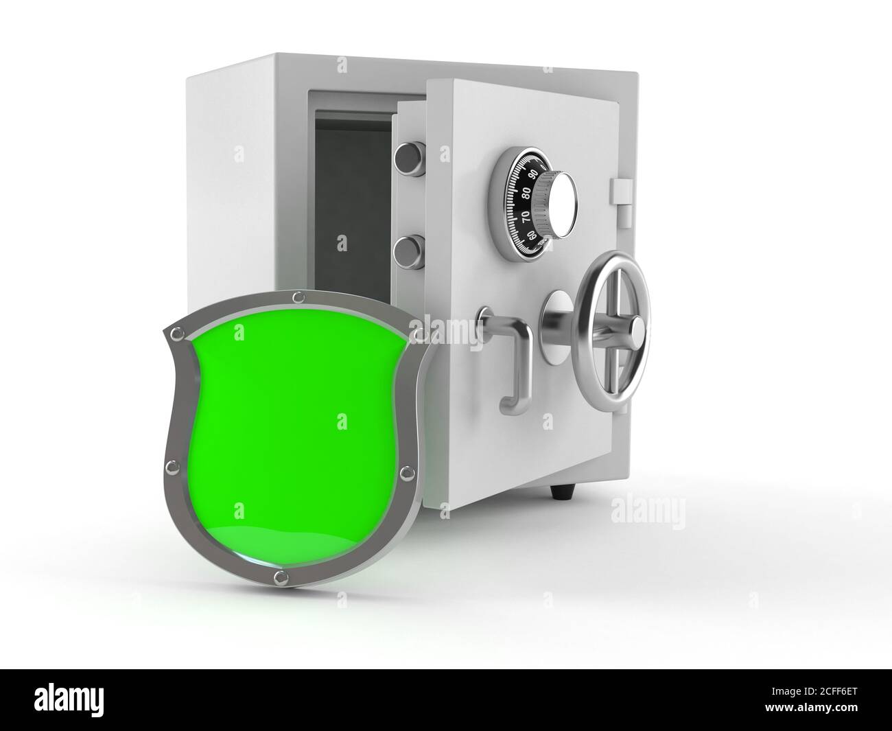 Safe with shield isolated on white background Stock Photo - Alamy