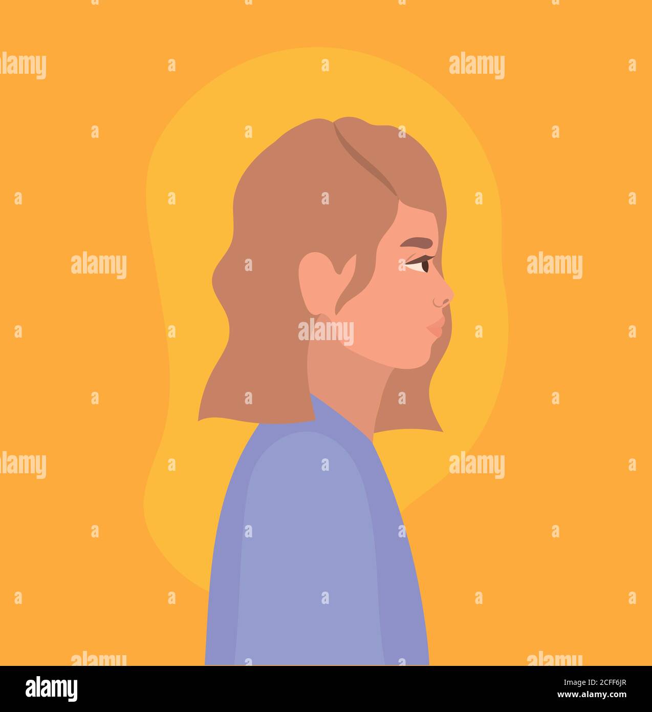 Brown Hair Woman Cartoon In Side View Vector Design Stock Vector Image And Art Alamy