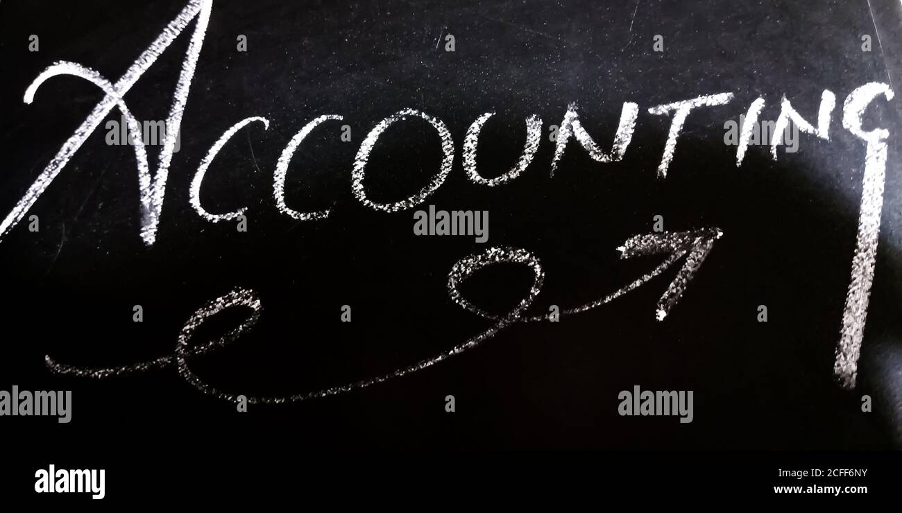 Accounting word displayed on chalkboard for learning and awareness ...
