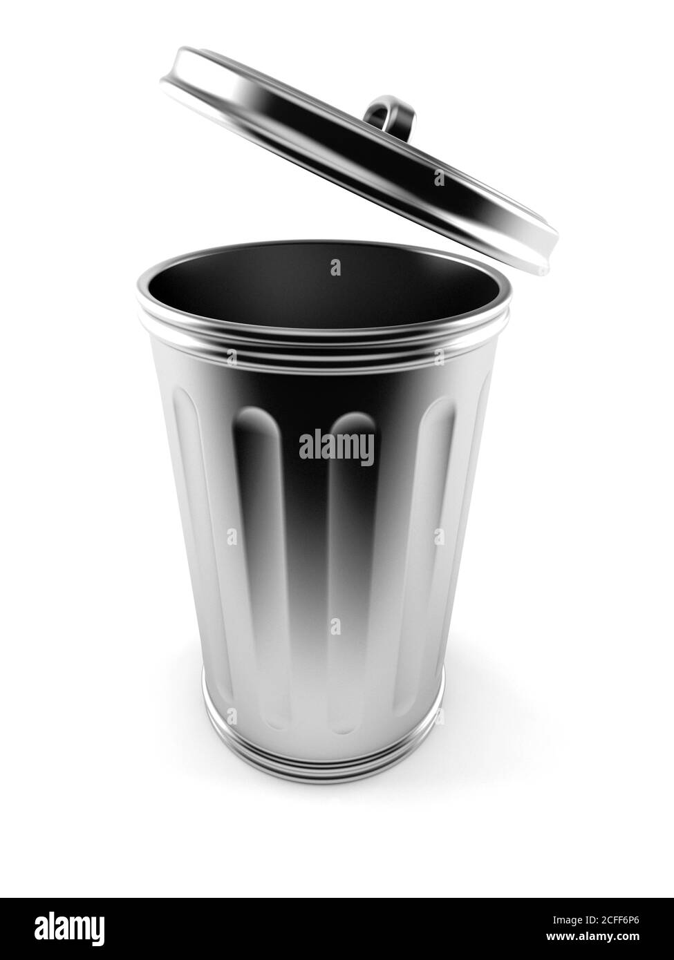Open metal trash can isolated on white background Stock Photo - Alamy