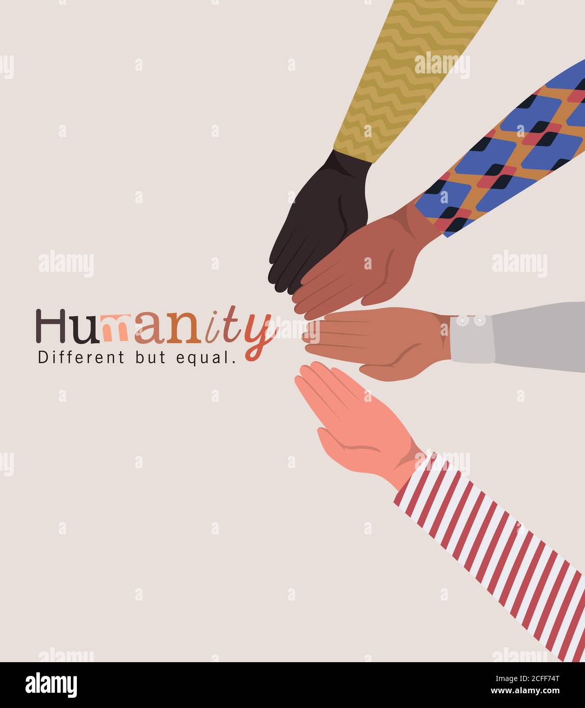 humanity different but equal and diversity hands skin vector design ...