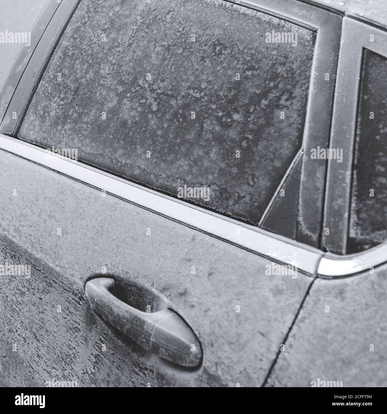 Icy car. Frozen in the ice black car. Hoarfrost. Icy Accumulation ...